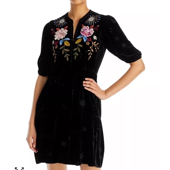 Johnny Was | Dresses | Nwt Johnny Wascelestin Embroidered Velvet Dress ...